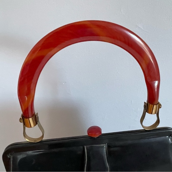 margolin | Bags | Margolin Black Glossy Leather Vintage Purse Handbag ...